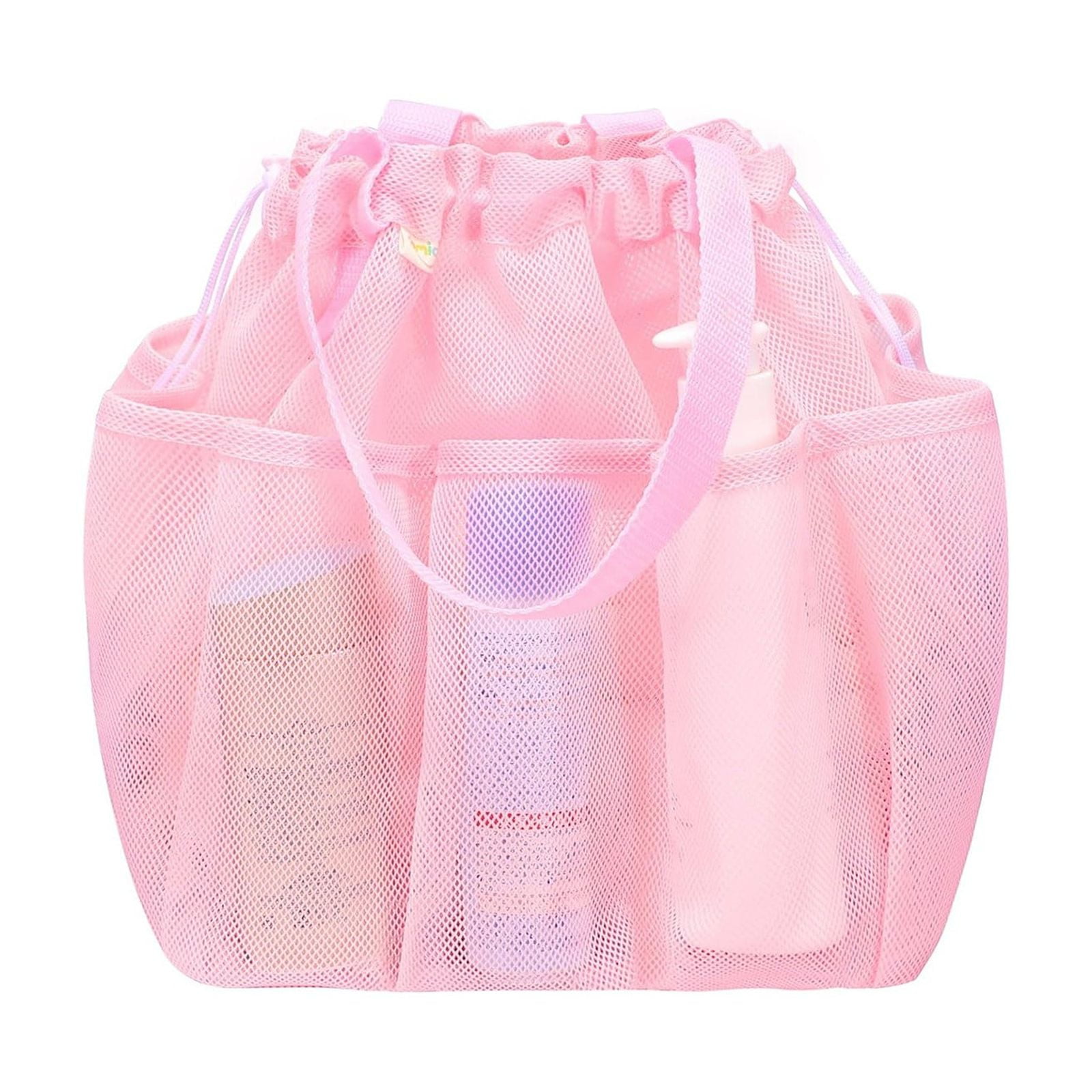 Beach Toiletries Drawstring Mesh Storage Bag Double Handle Shower Bag ...
