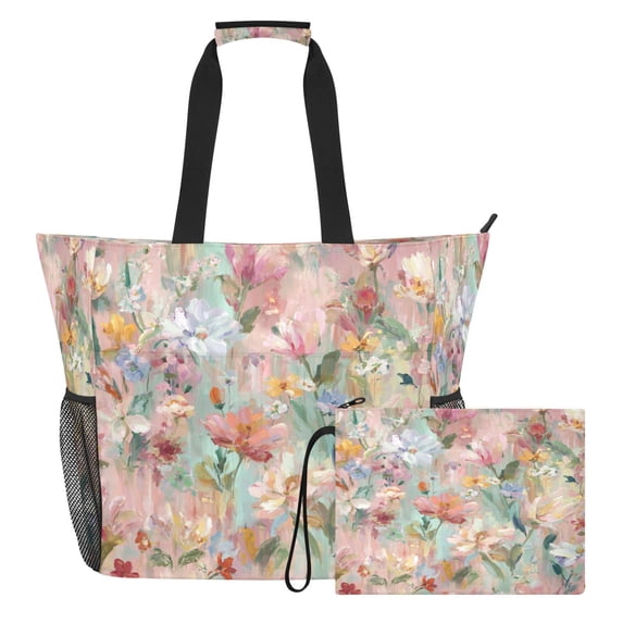 Beach Tote Bag with Waterproof Wet Pocket & Detachable Pouch for Pool ...