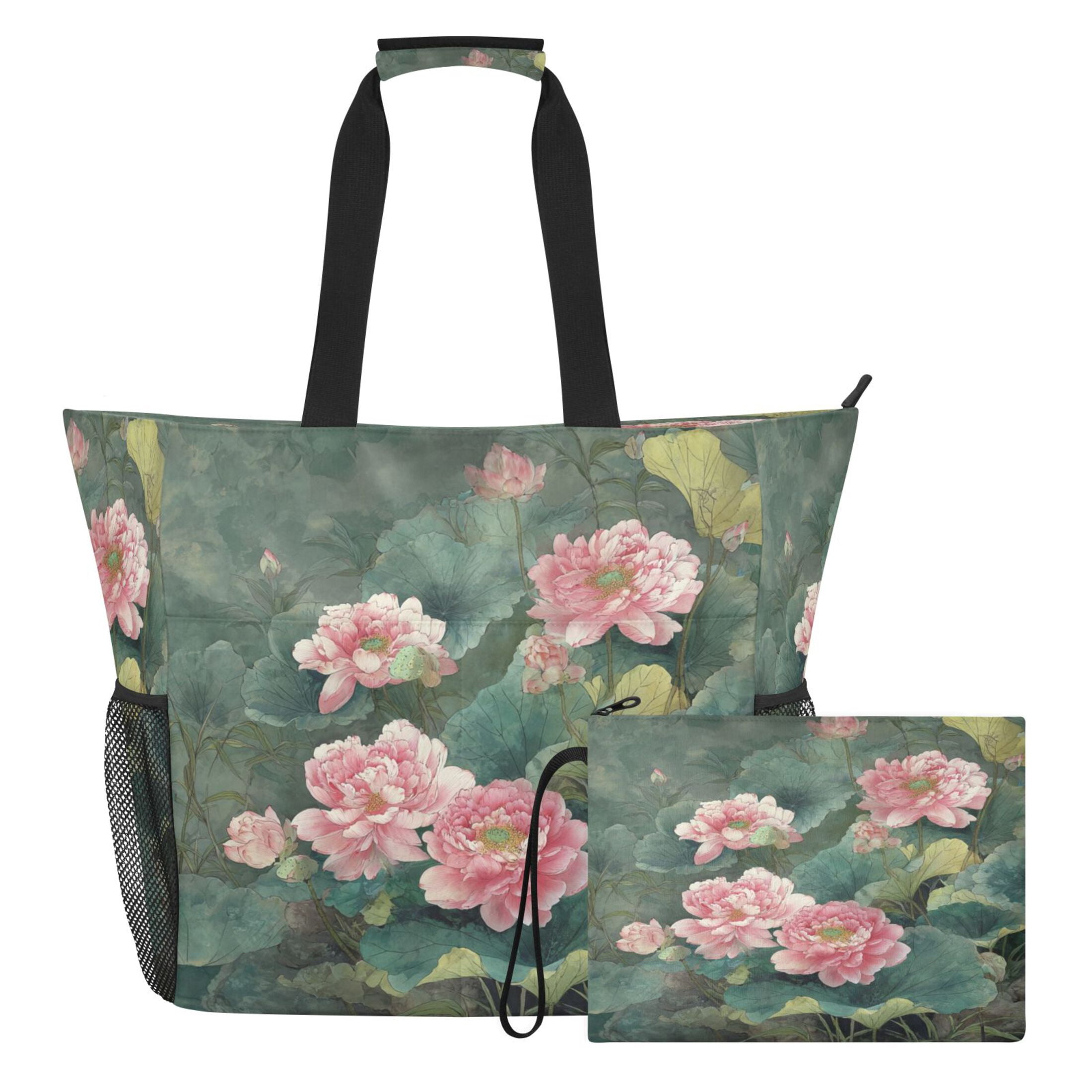 Beach Tote Bag with Waterproof Wet Pocket & Detachable Pouch for Pool ...