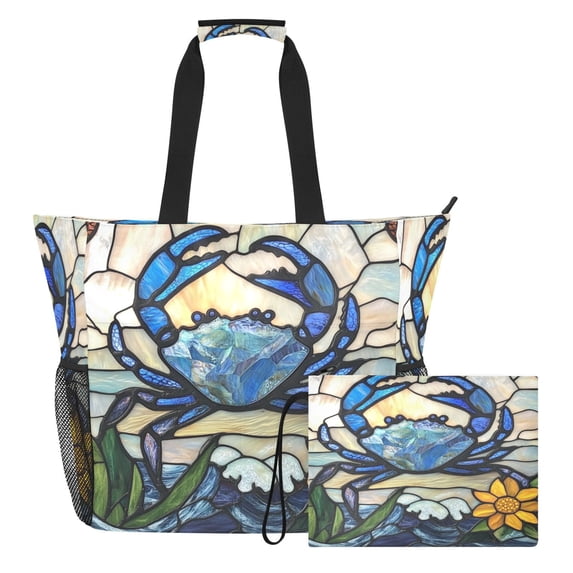 Beach Tote Bag with Waterproof Wet Pocket & Detachable Pouch for Pool ...