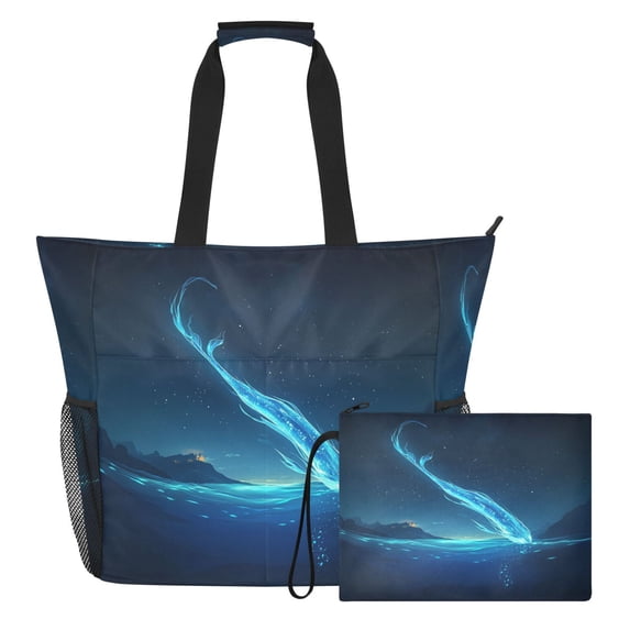 Beach Tote Bag with Waterproof Wet Pocket & Detachable Pouch for Pool ...