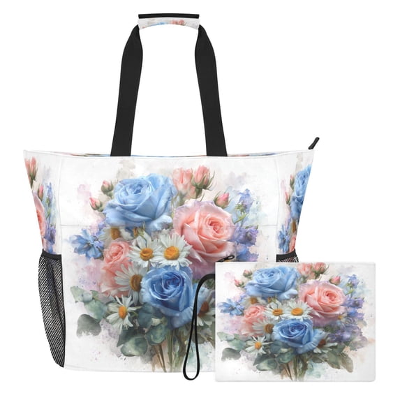 Beach Tote Bag with Waterproof Wet Pocket & Detachable Pouch for Pool ...