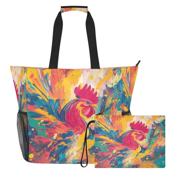 Beach Tote Bag with Waterproof Wet Pocket & Detachable Pouch for Pool ...