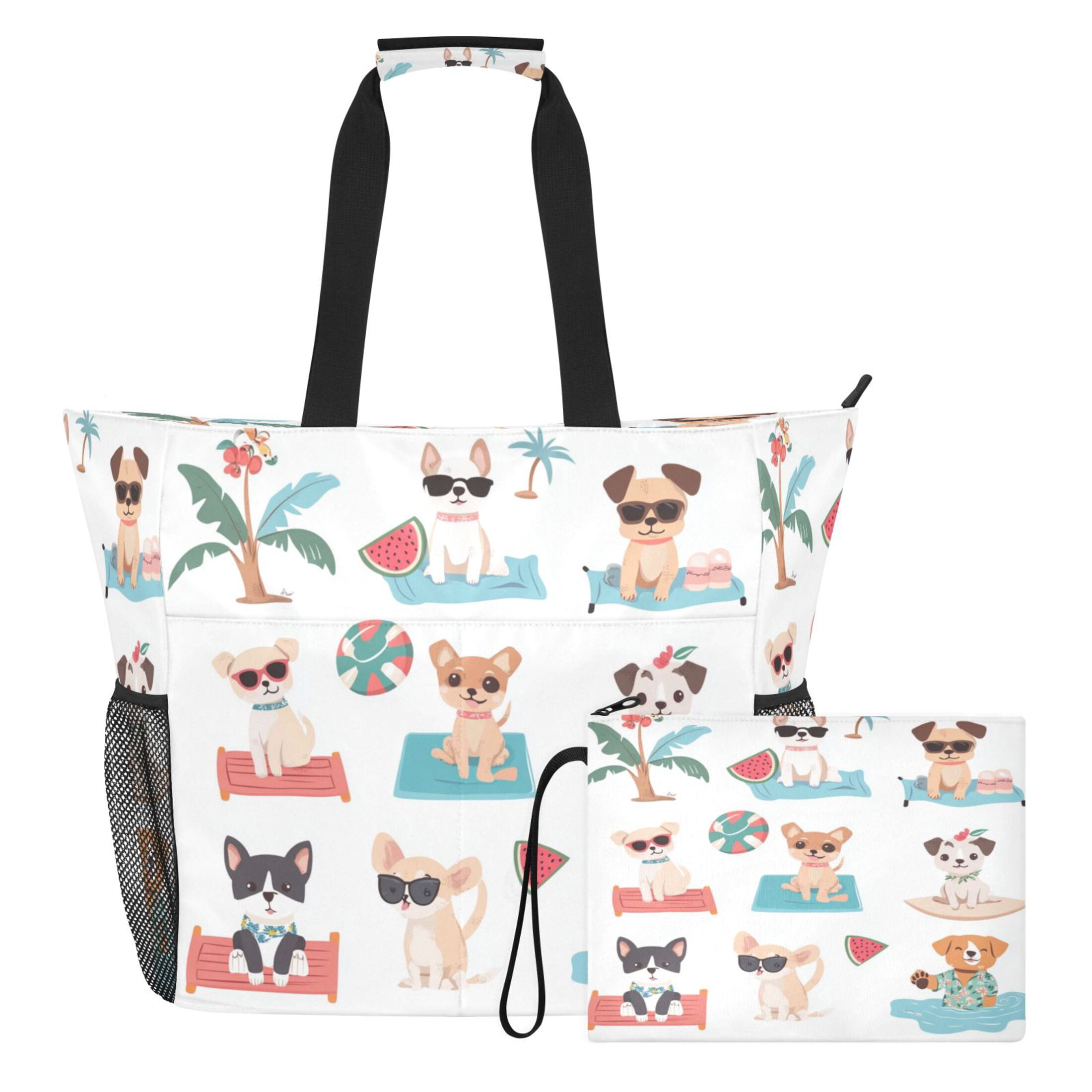 Beach Tote Bag with Waterproof Wet Pocket & Detachable Pouch for Pool ...