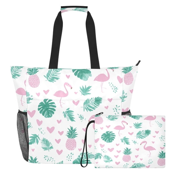 Beach Tote Bag with Waterproof Wet Pocket & Detachable Pouch for Pool ...