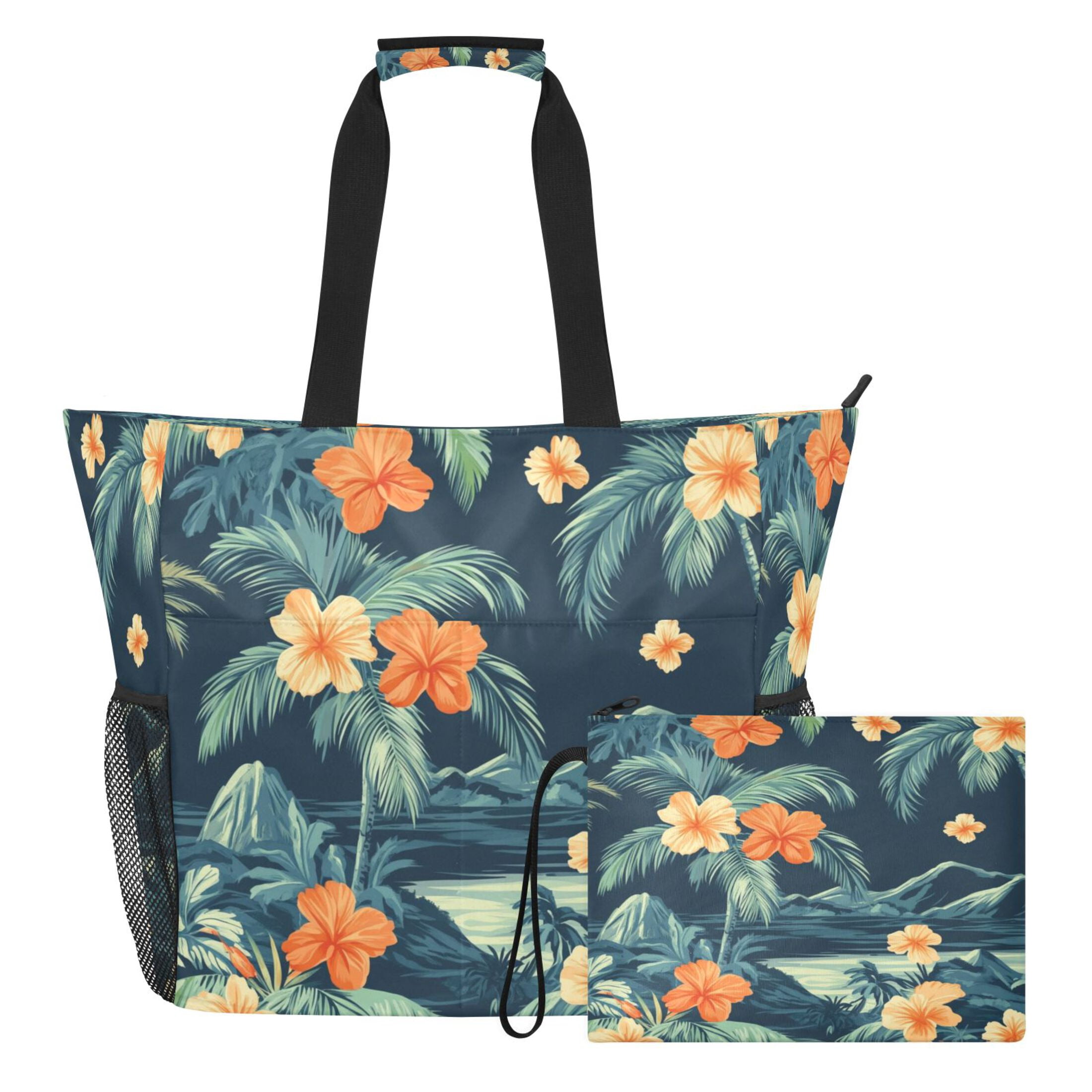 Beach Tote Bag with Waterproof Wet Pocket & Detachable Pouch for Pool ...