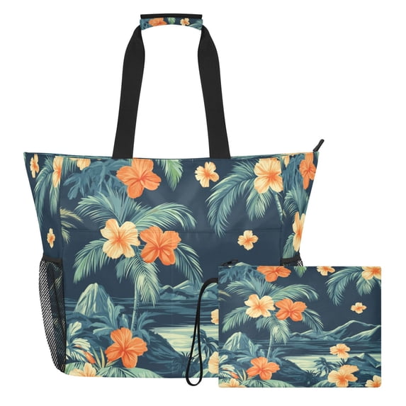 Beach Tote Bag with Waterproof Wet Pocket & Detachable Pouch for Pool ...
