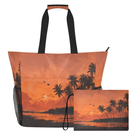 Beach Tote Bag with Waterproof Wet Pocket & Detachable Pouch for Pool ...