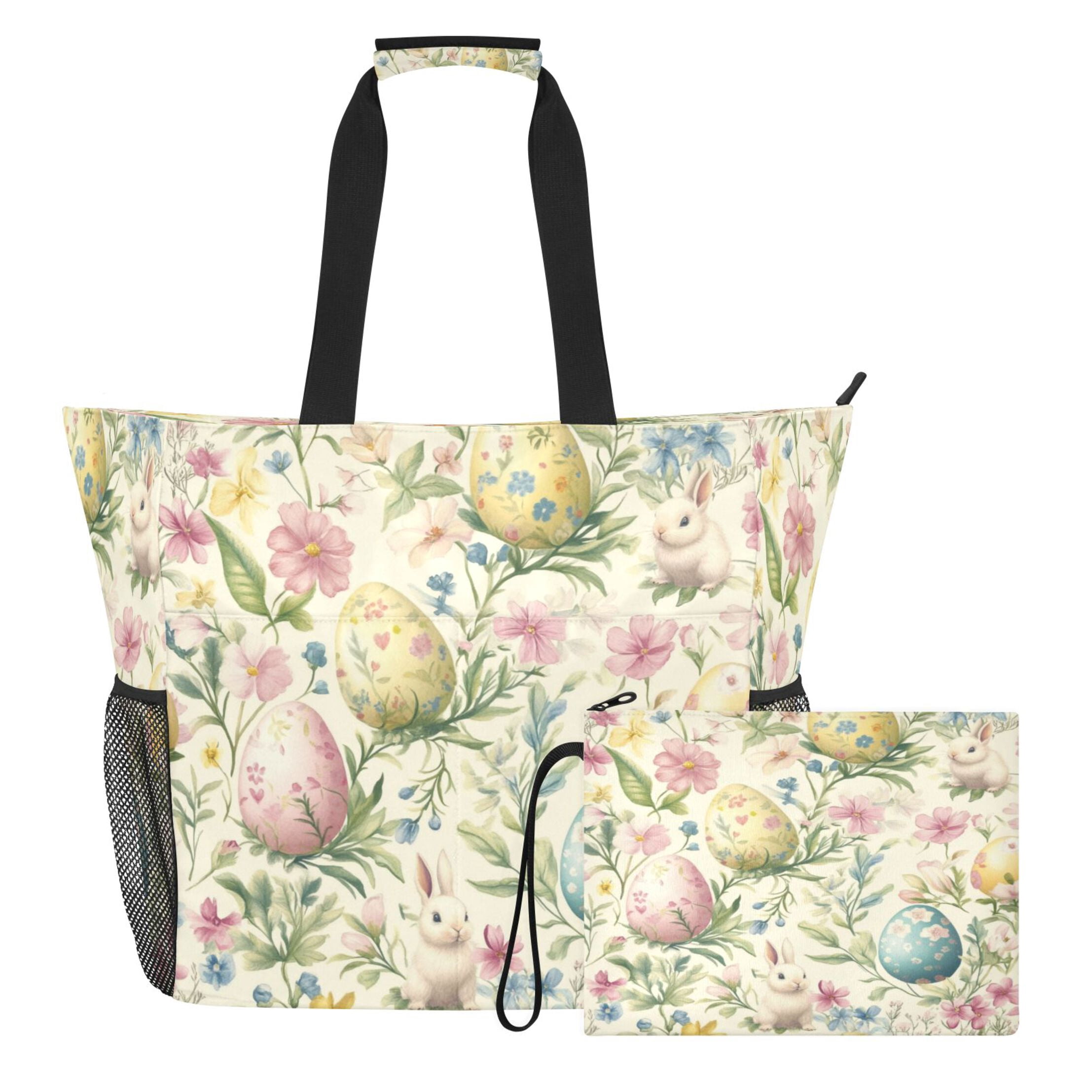 Beach Tote Bag with Waterproof Wet Pocket & Detachable Pouch for Pool ...
