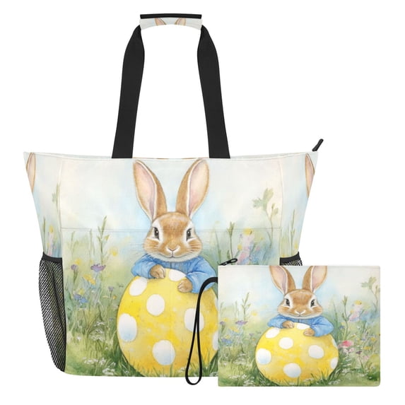 Beach Tote Bag with Waterproof Wet Pocket & Detachable Pouch for Pool ...