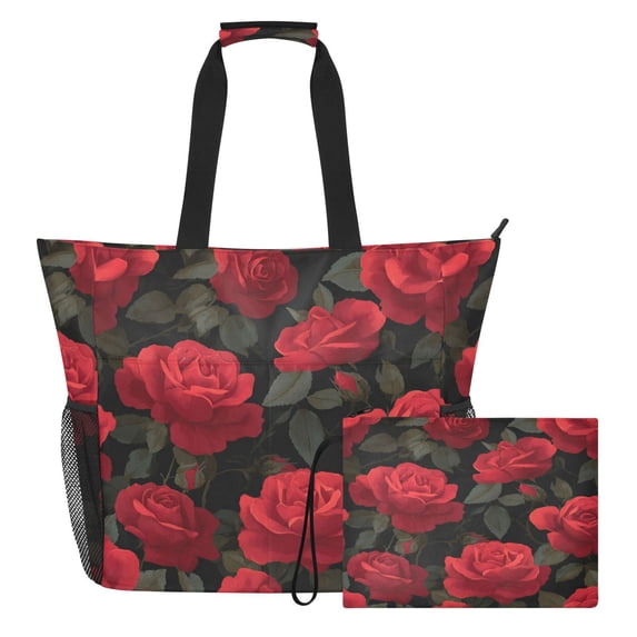 Beach Tote Bag with Waterproof Wet Pocket & Detachable Pouch for Pool ...