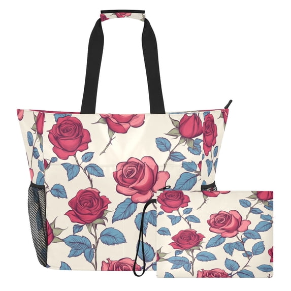 Beach Tote Bag with Waterproof Wet Pocket & Detachable Pouch for Pool ...
