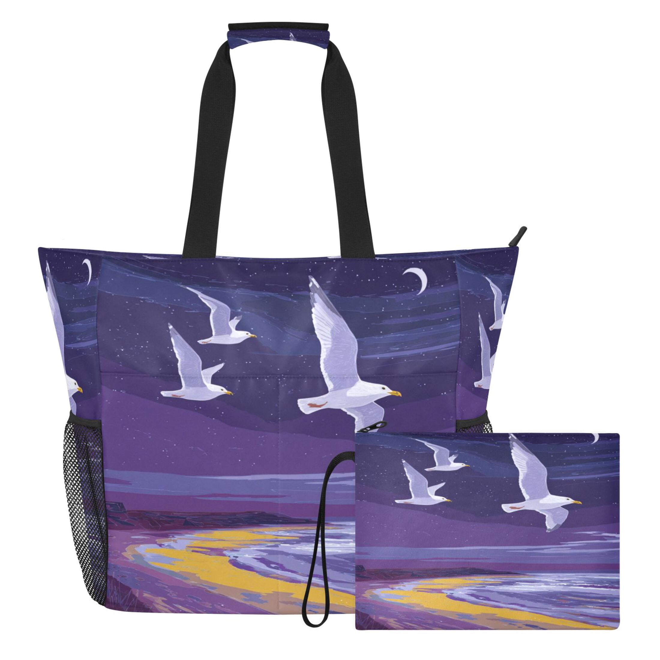 Beach Tote Bag with Waterproof Wet Pocket & Detachable Pouch for Pool ...