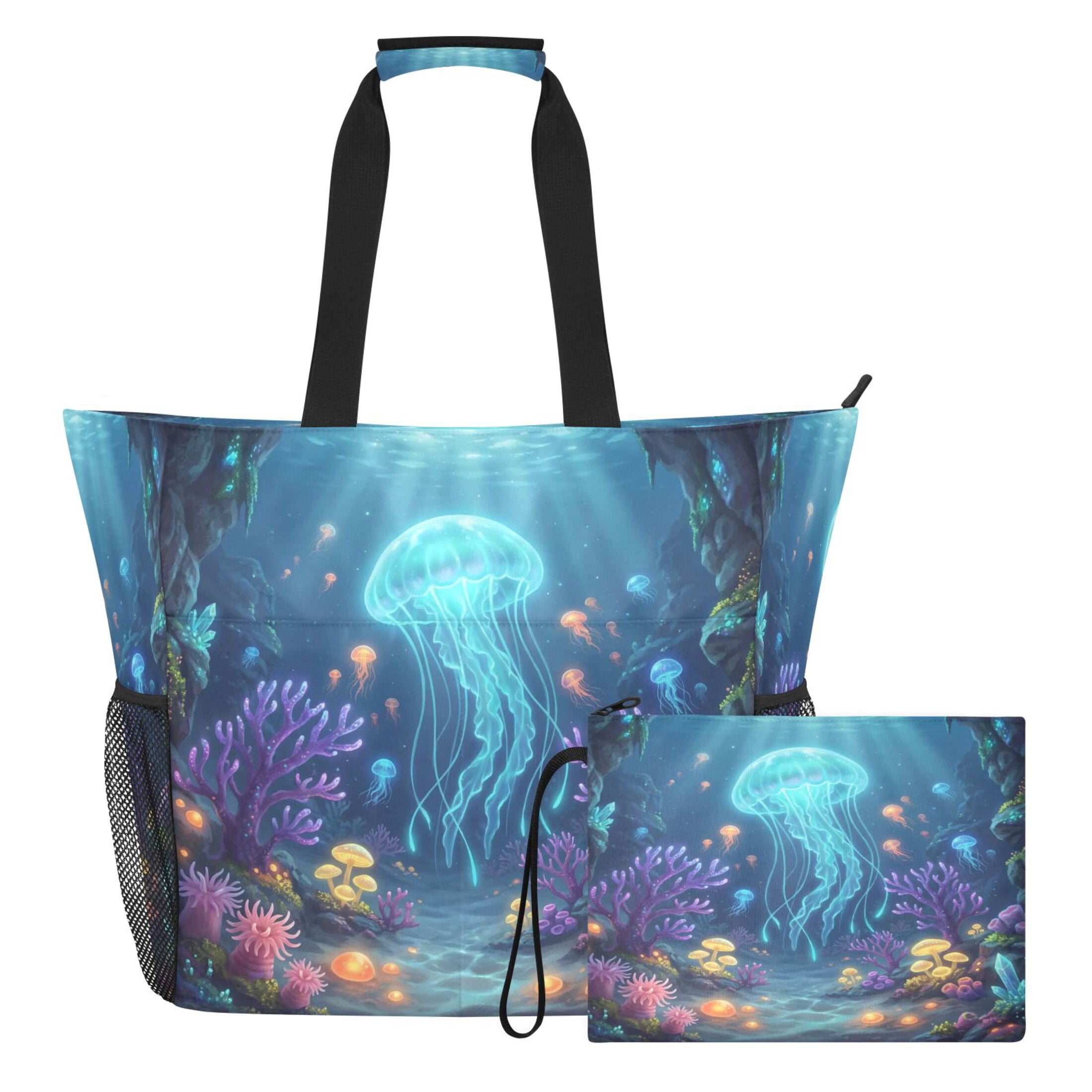 Beach Tote Bag with Waterproof Wet Pocket & Detachable Pouch for Pool ...
