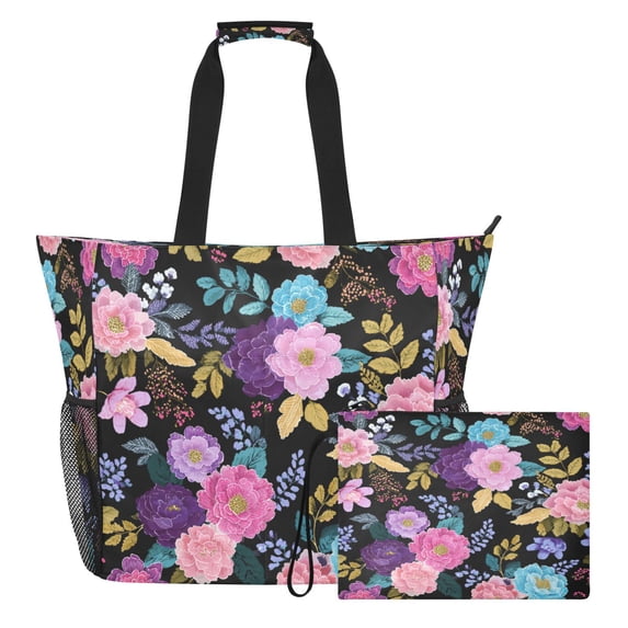 Beach Tote Bag with Waterproof Wet Pocket & Detachable Pouch for Pool ...