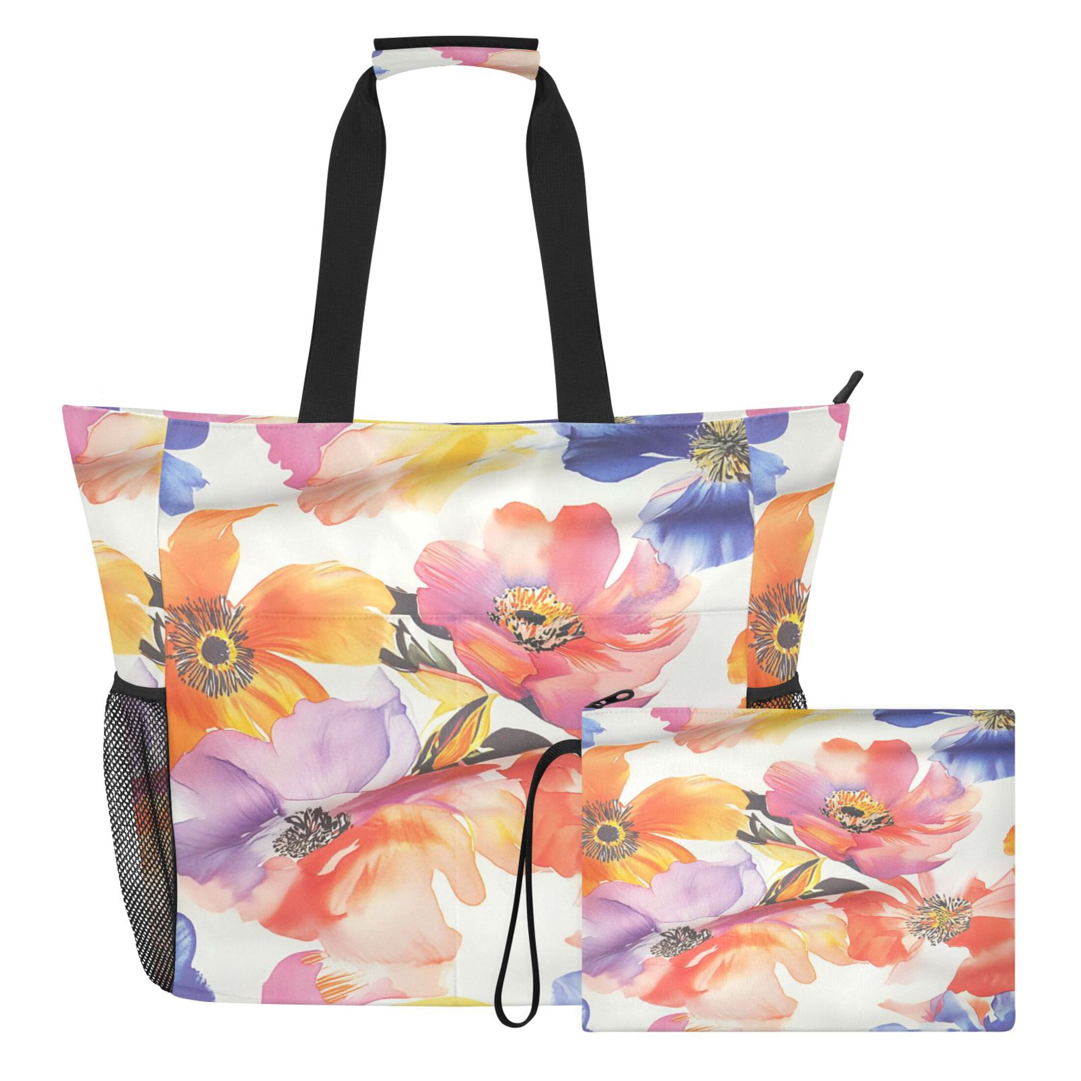 Beach Tote Bag with Waterproof Wet Pocket & Detachable Pouch for Pool ...