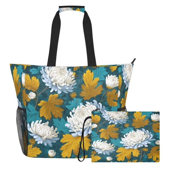 Beach Tote Bag with Waterproof Wet Pocket & Detachable Pouch for Pool ...