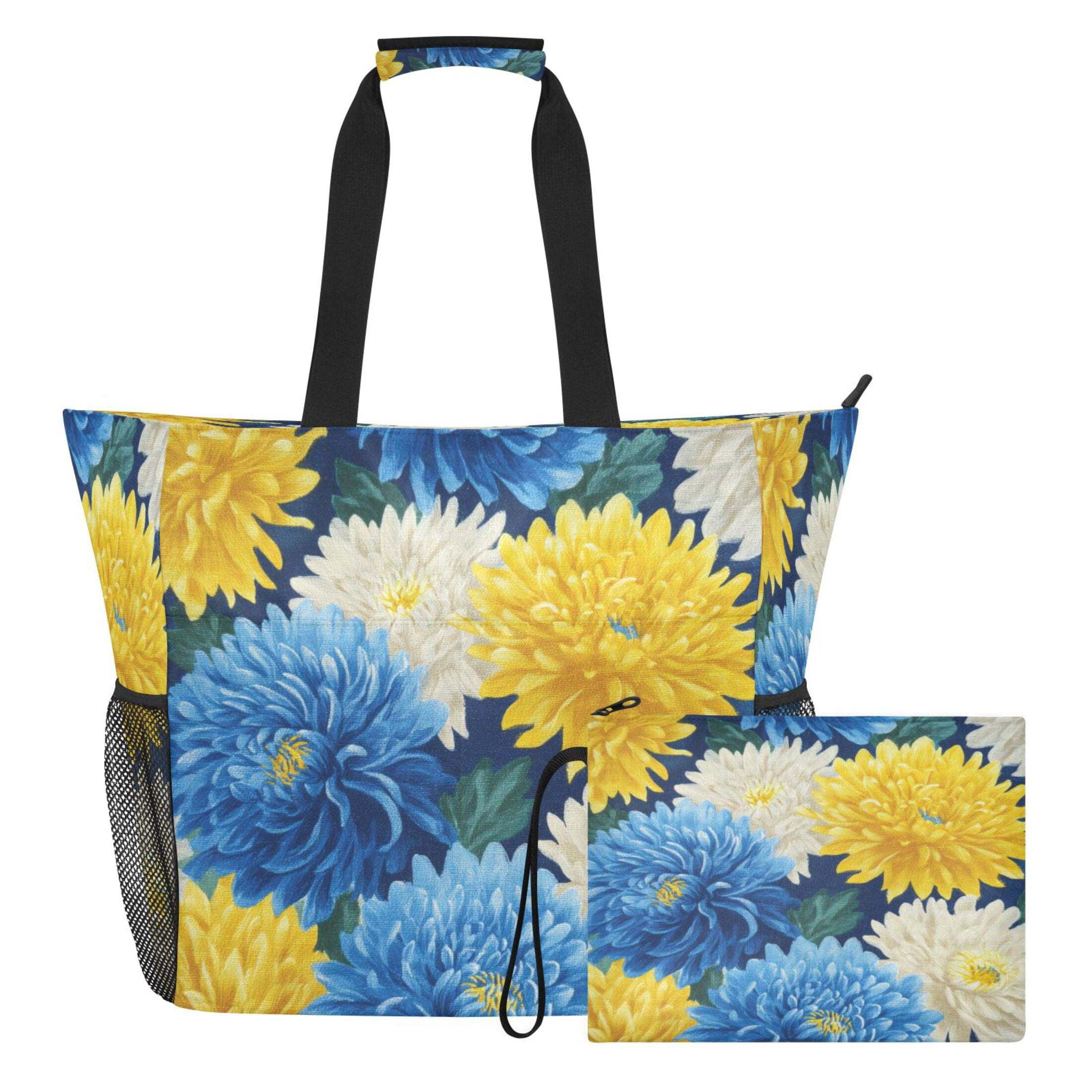 Beach Tote Bag with Waterproof Wet Pocket & Detachable Pouch for Pool ...