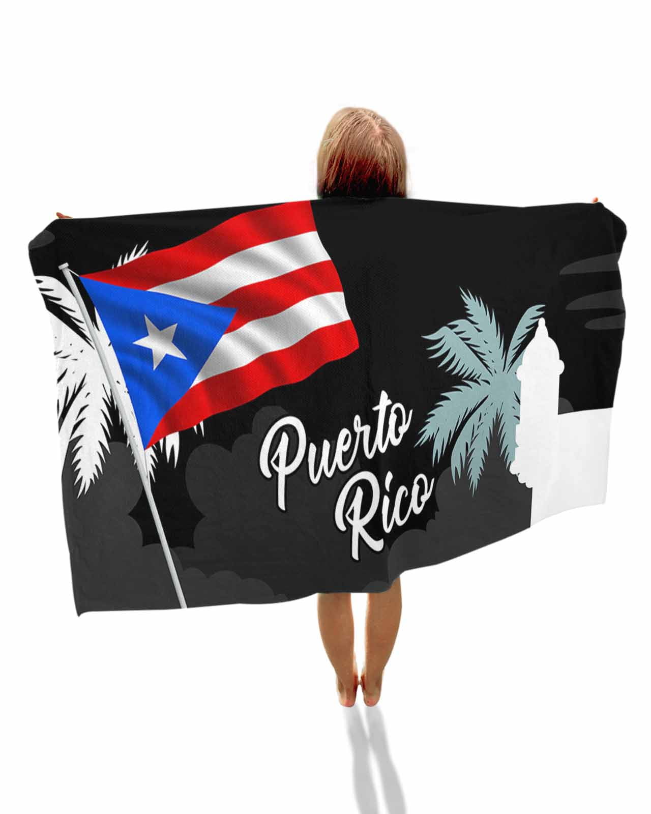 Beach Towel 30x60 In Puerto Rico Flag Palm Tree Absorbent Beach Towels ...