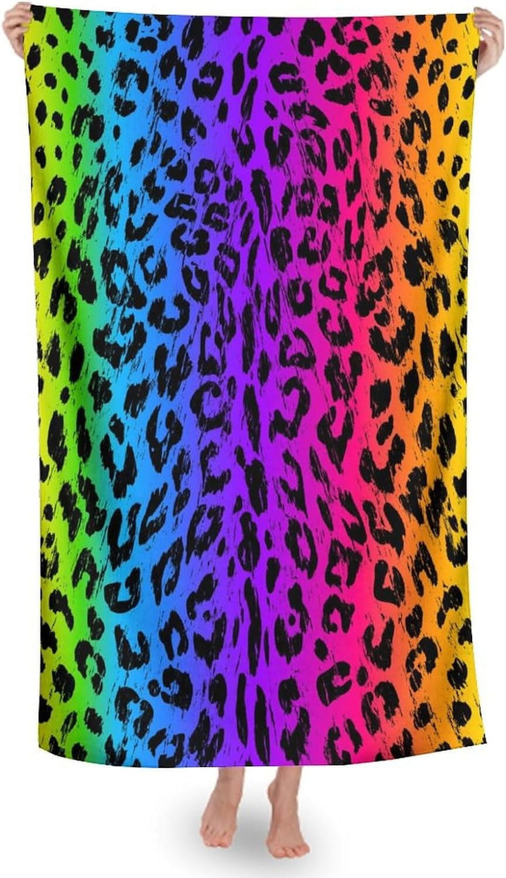 Beach Towel 31" x 51", for Rainbow Colorful Cheetah Leopard Print Bath ...