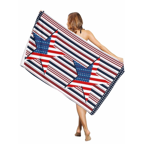 Beach Towel-4th of July USA Flag Star Microfiber Absorbent Quick Dry ...