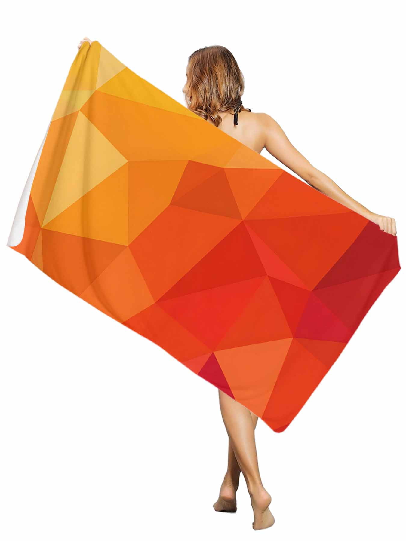 Beach Towel- Abstract Geometric Mosaic Triangular Shapes Microfiber ...