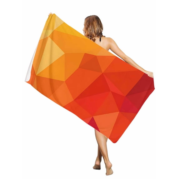 Beach Towel- Abstract Geometric Mosaic Triangular Shapes Microfiber ...