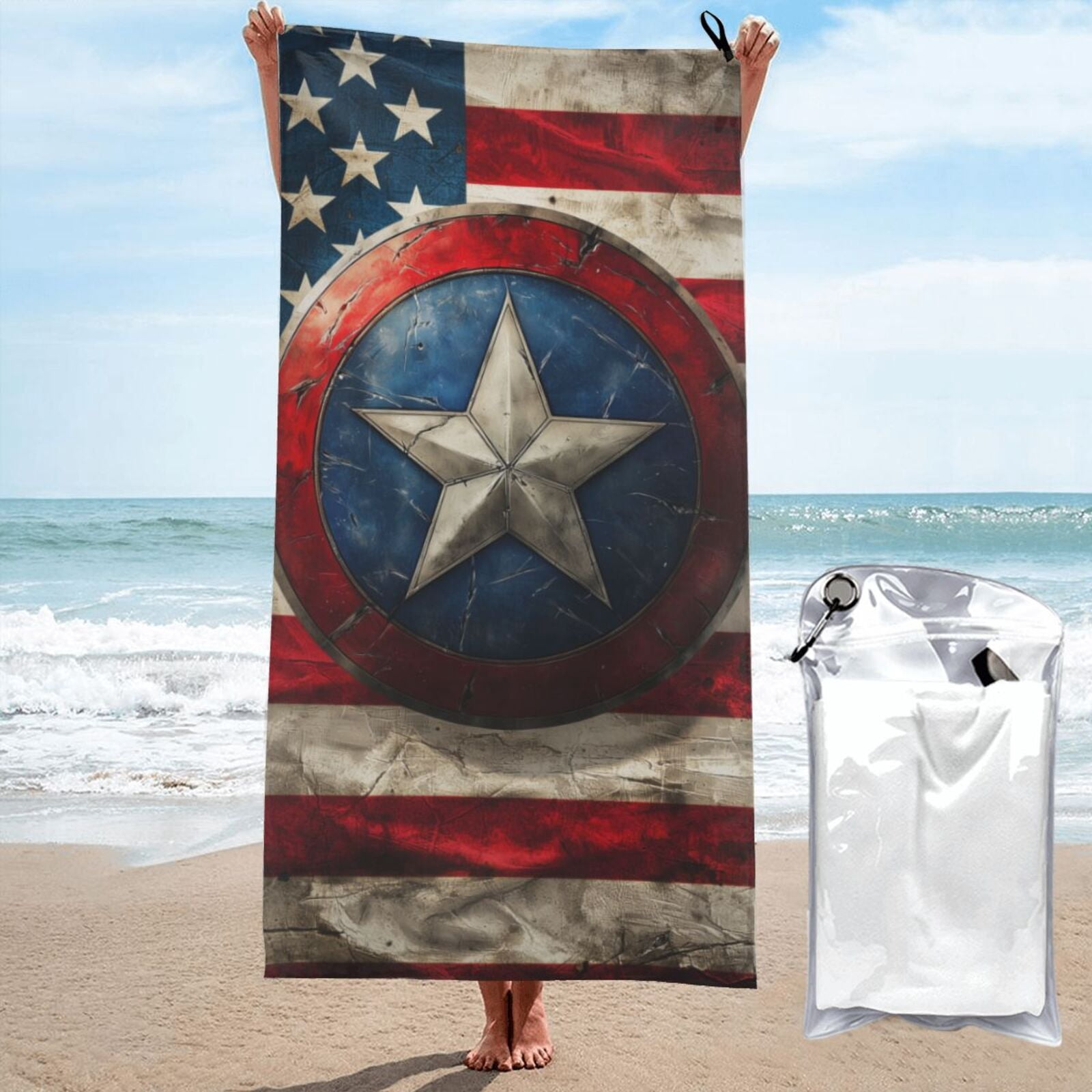 Beach Towel American Flag Shield Towel Decor Stuff Quick Dry Super ...