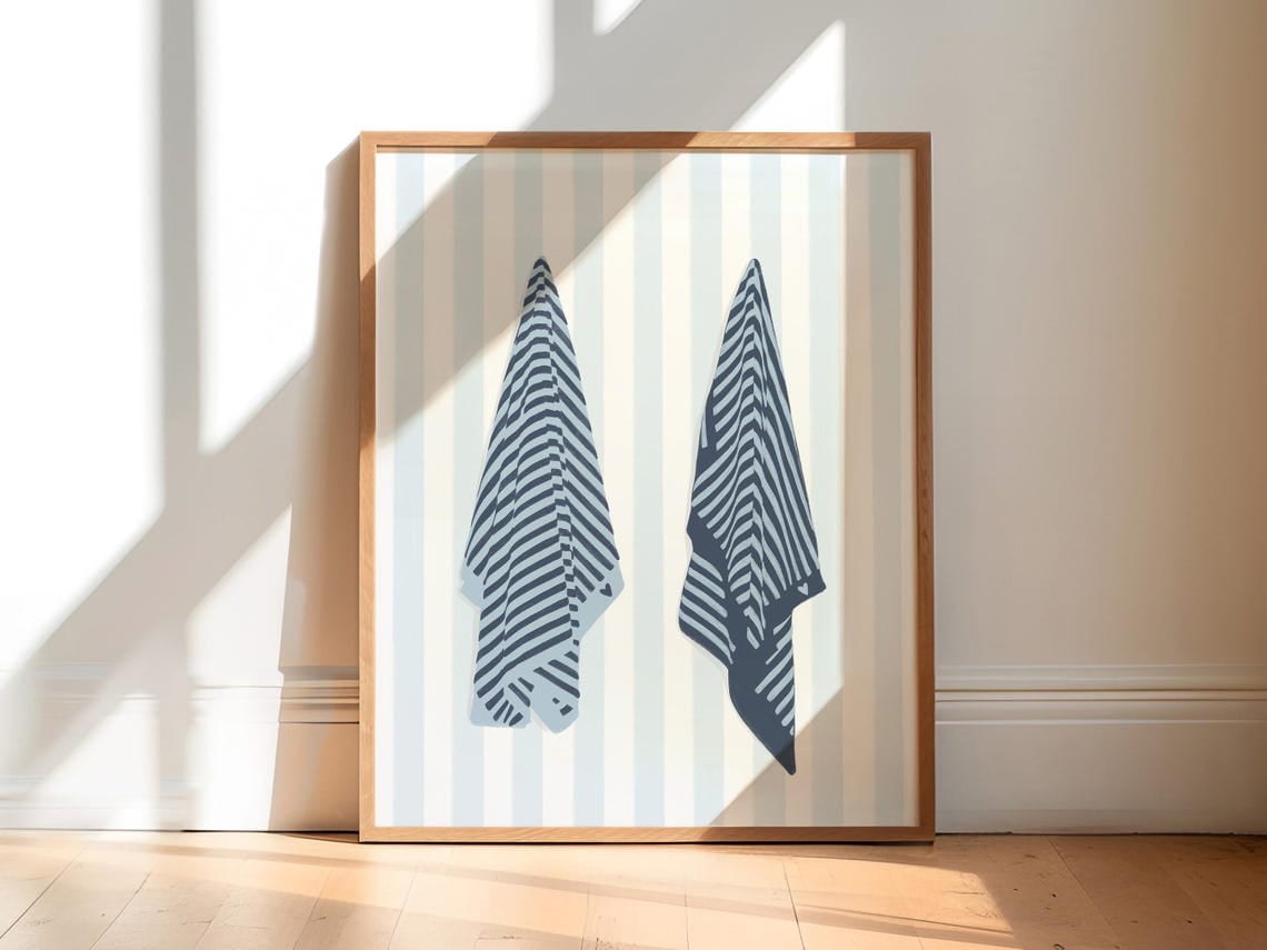 Beach Towel Art Print, Beachy Prints, Coastal Cowgirl Wall Art, Cute ...