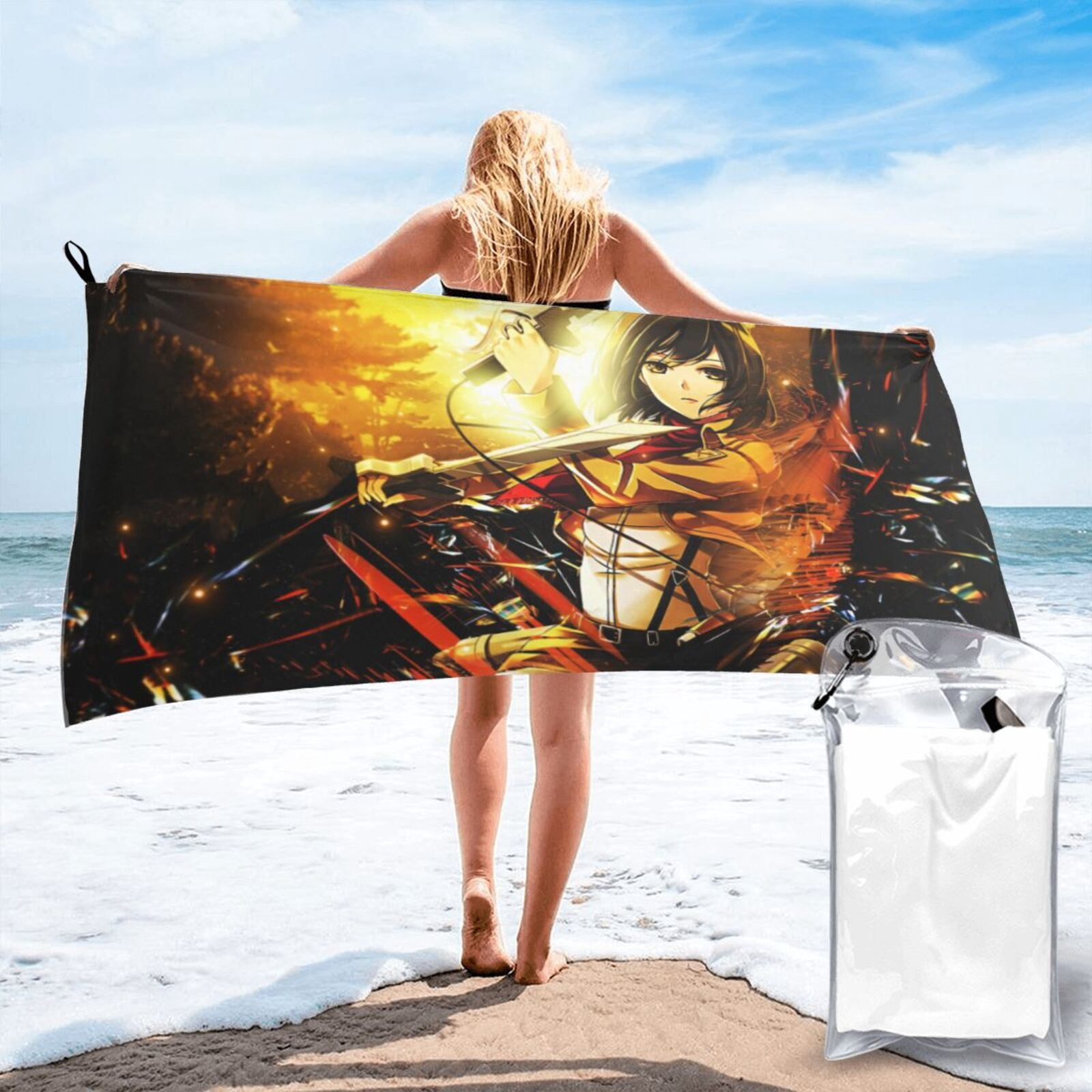 Beach Towel Attack On Titan Mikasa Towel Decor Stuff Quick Dry Super ...