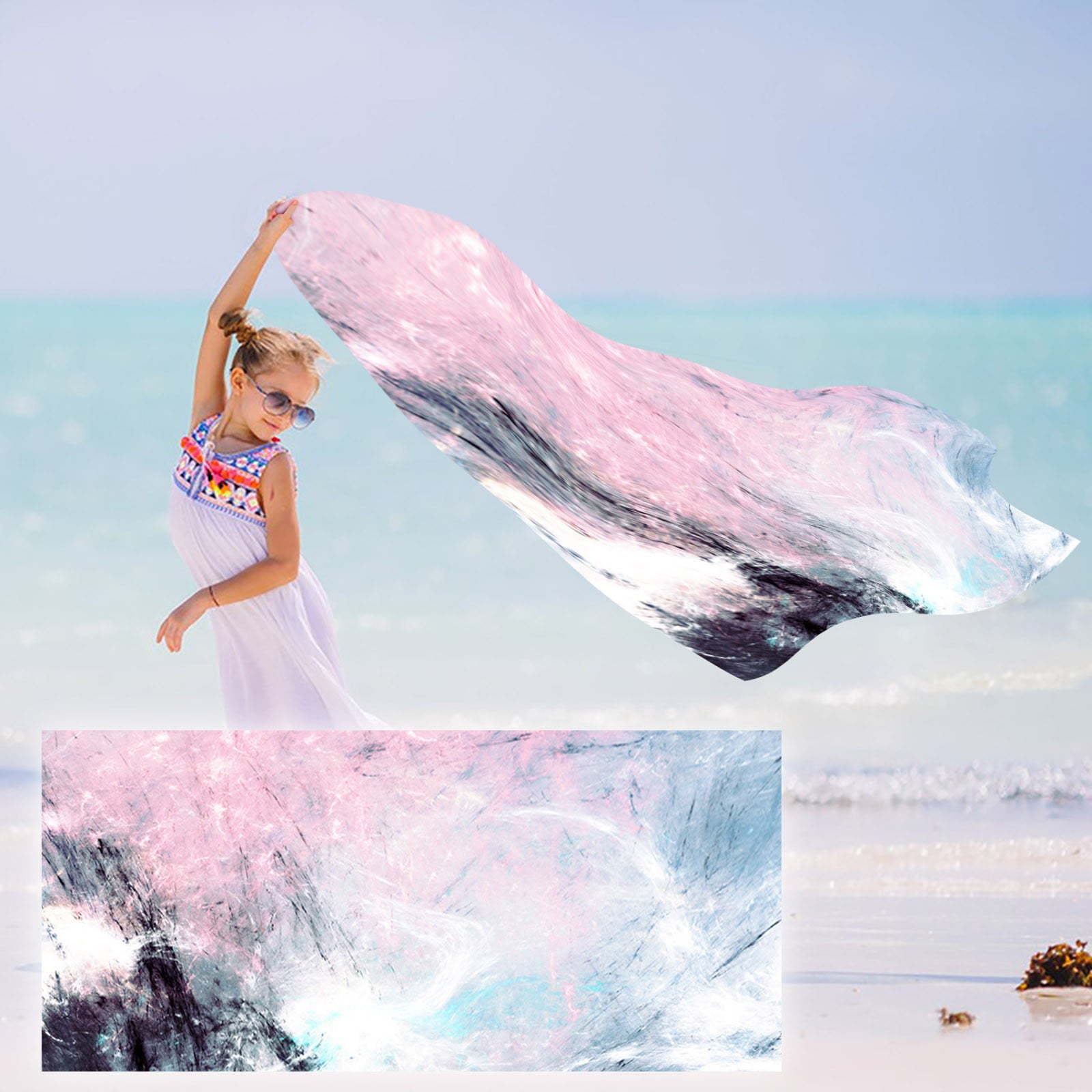 Beach Towel Bath Towel Large Rectangle Flowing Series Soft Fiber ...
