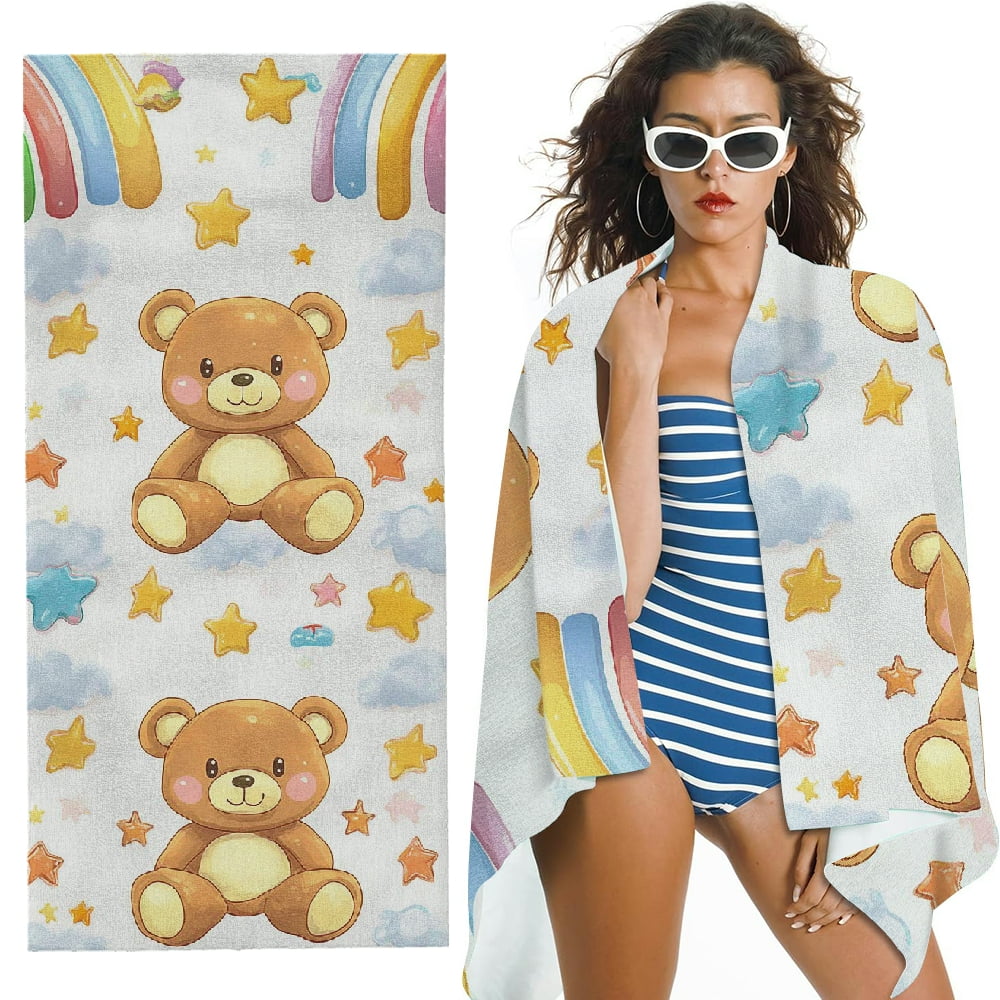 Beach Towel Bear Rainbow Swimming Pool Camping Beach - Walmart.com