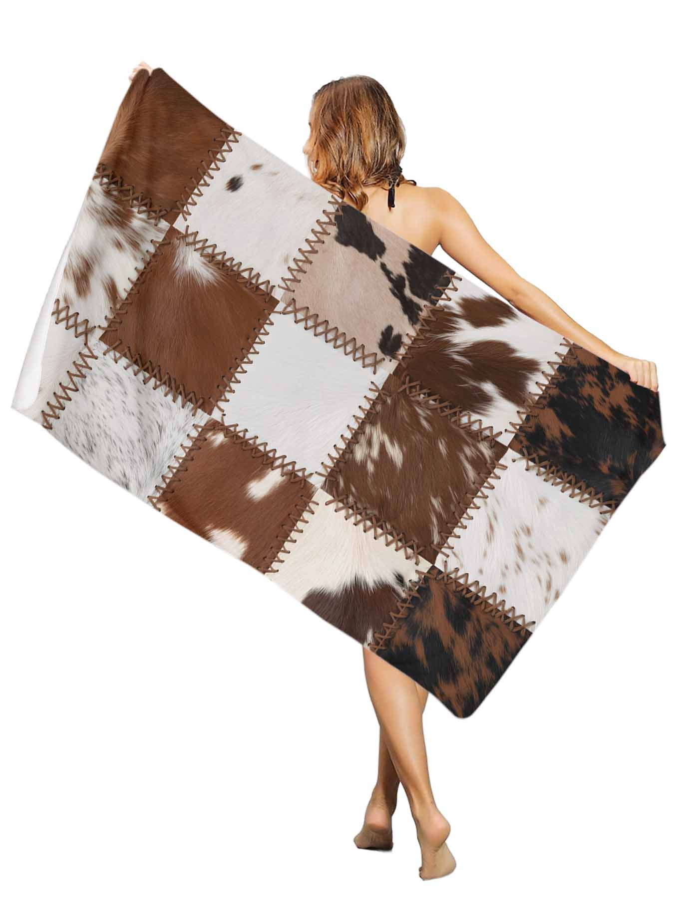 Beach Towel Cow Animal Fur Skin Bath Pool Towels Western Cowboy ...