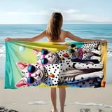 Beach Towel Cute Cats Beach Towel Patterned Sunscreen And Windproof ...