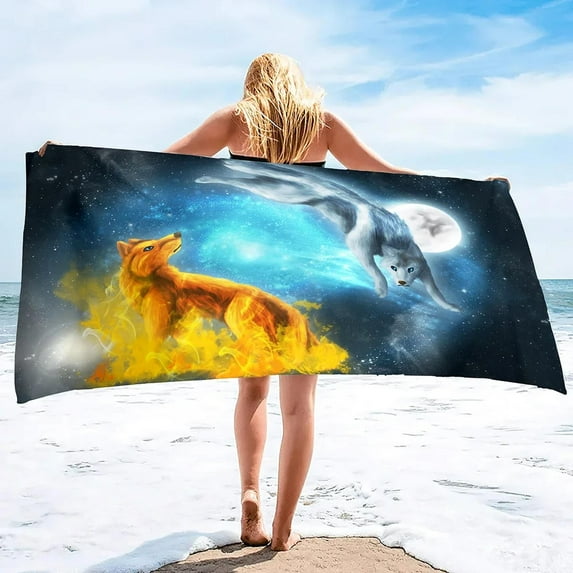 Beach Towel Fire Animal Microfiber Beach Towel, Sand Free Beach Towels ...