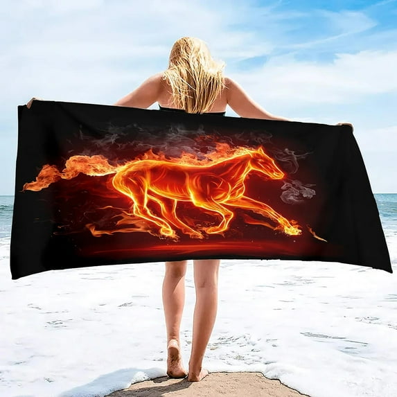 Beach Towel Fire Animal Microfiber Beach Towel, Sand Free Beach Towels ...