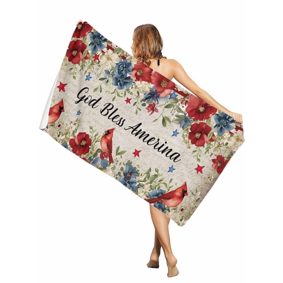 Beach Towel-Independence Day Blossom Floral Microfiber Absorbent Quick ...