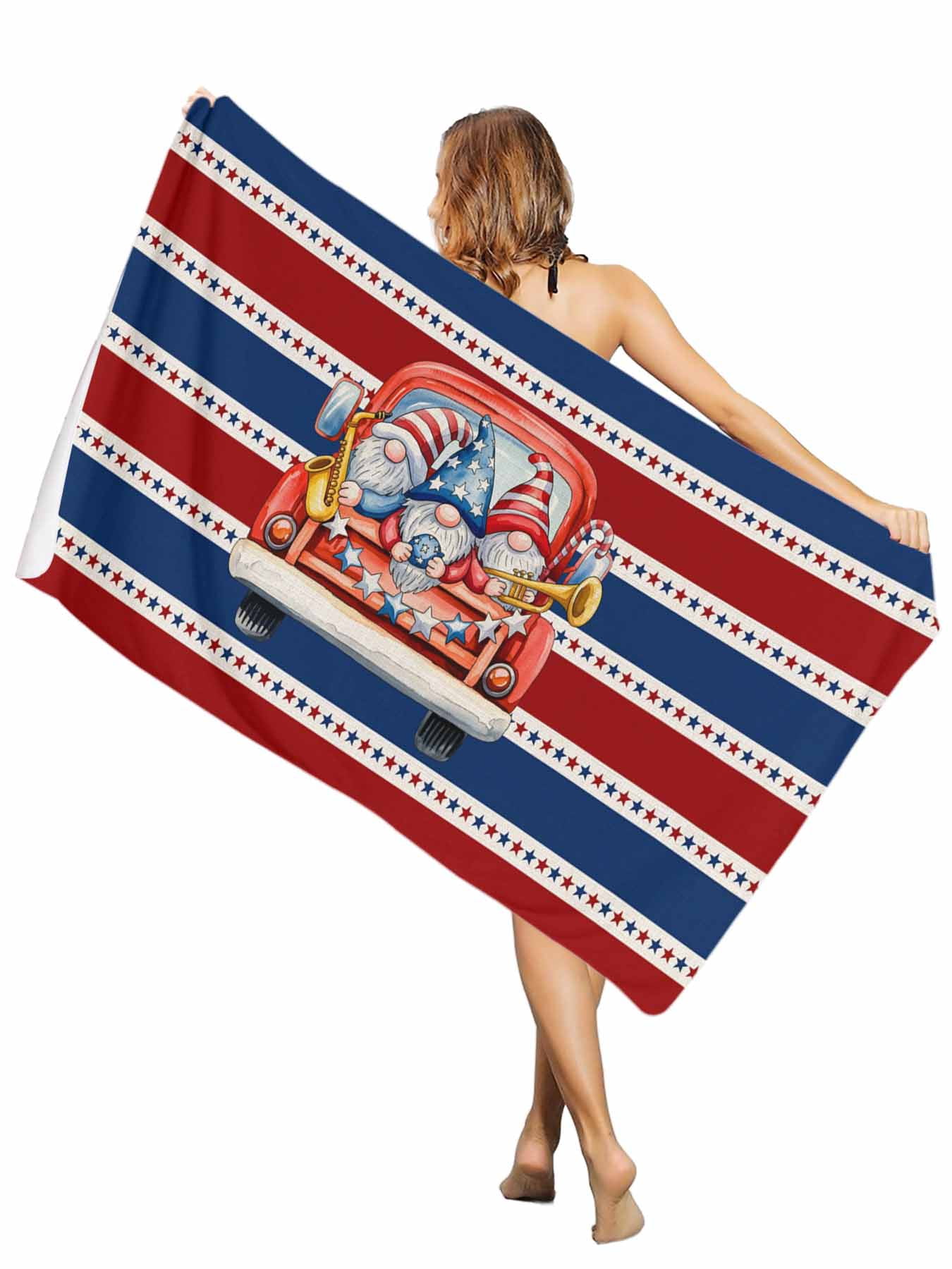 Beach Towel-Independence Day Gnome Microfiber Absorbent Quick Dry ...