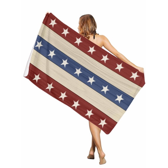 Beach Towel-Independence Day Stars and Stripes Microfiber Absorbent ...