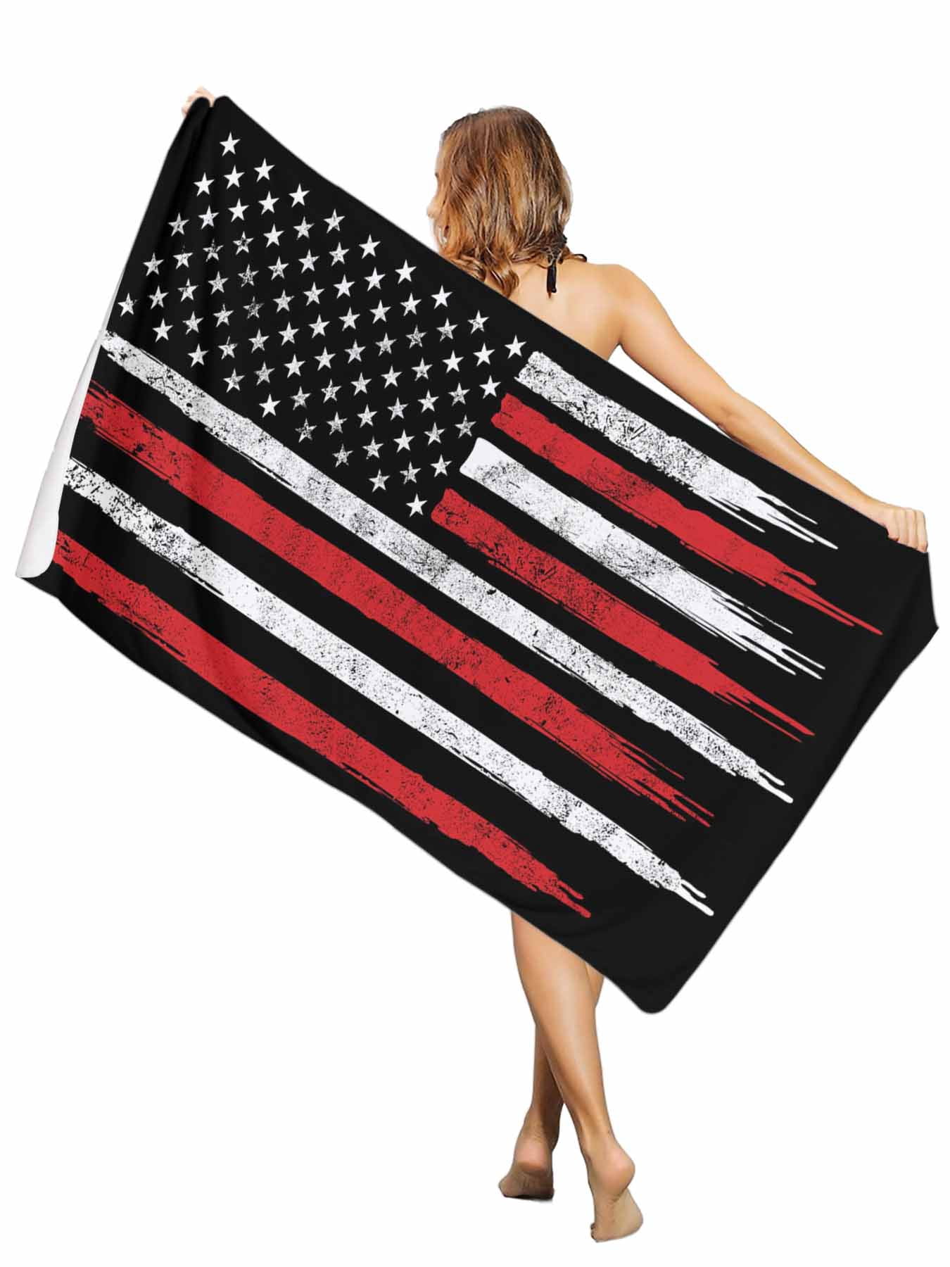Beach Towel-Independence Day USA Flag Microfiber Absorbent Quick Dry ...