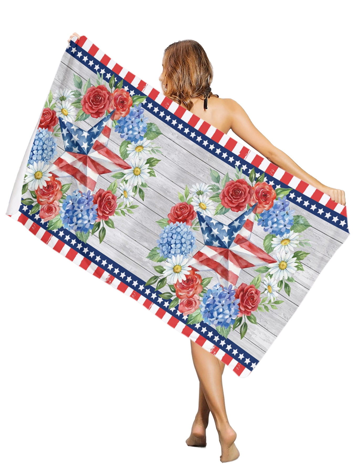 Beach Towel-Independence Day USA Stars Microfiber Absorbent Quick Dry ...