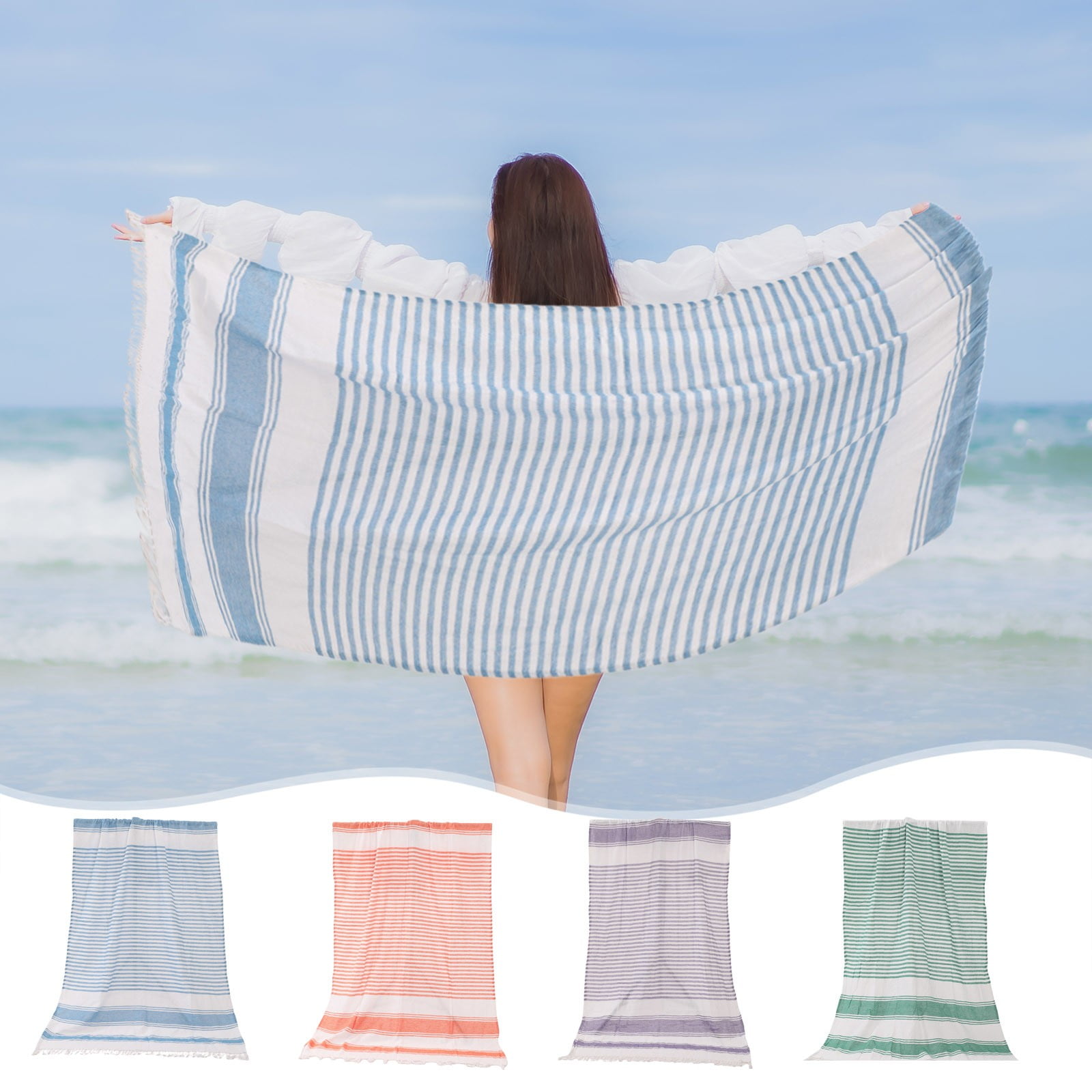 Beach Towel Mat, Waterproof Quick-Dry Soft Cotton Blend, Large Family ...