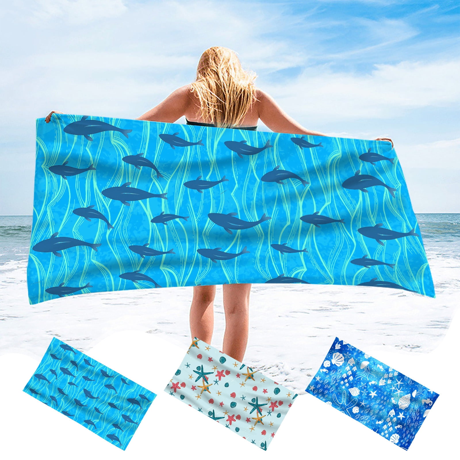 Beach Towel Microfiber Beach Towels Sand Dry Lightweight Travel Towels ...
