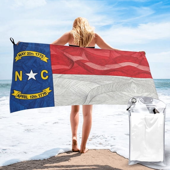 Beach Towel North-Nc-Carolina Flag Thin Sand Free Towels Travel Swim ...