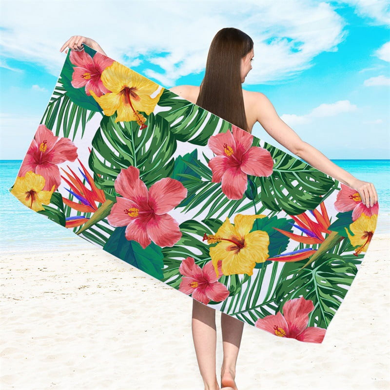 Beach Towel Oversized Absorbent Sand Free Thick Microfiber Beach Towel for Kids Men Women Girls ...