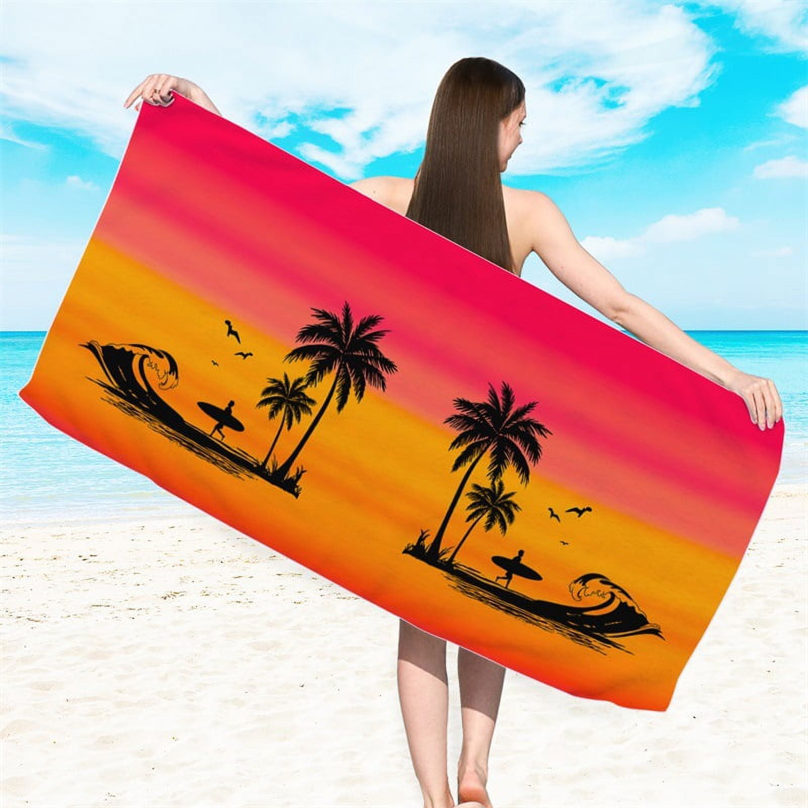 Beach Towel Oversized Absorbent Sand Free Thick Microfiber Beach Towel ...