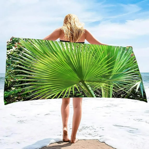 Beach Towel Palm Leaves Pattern Overd Microfiber Tropical Beach Towel ...