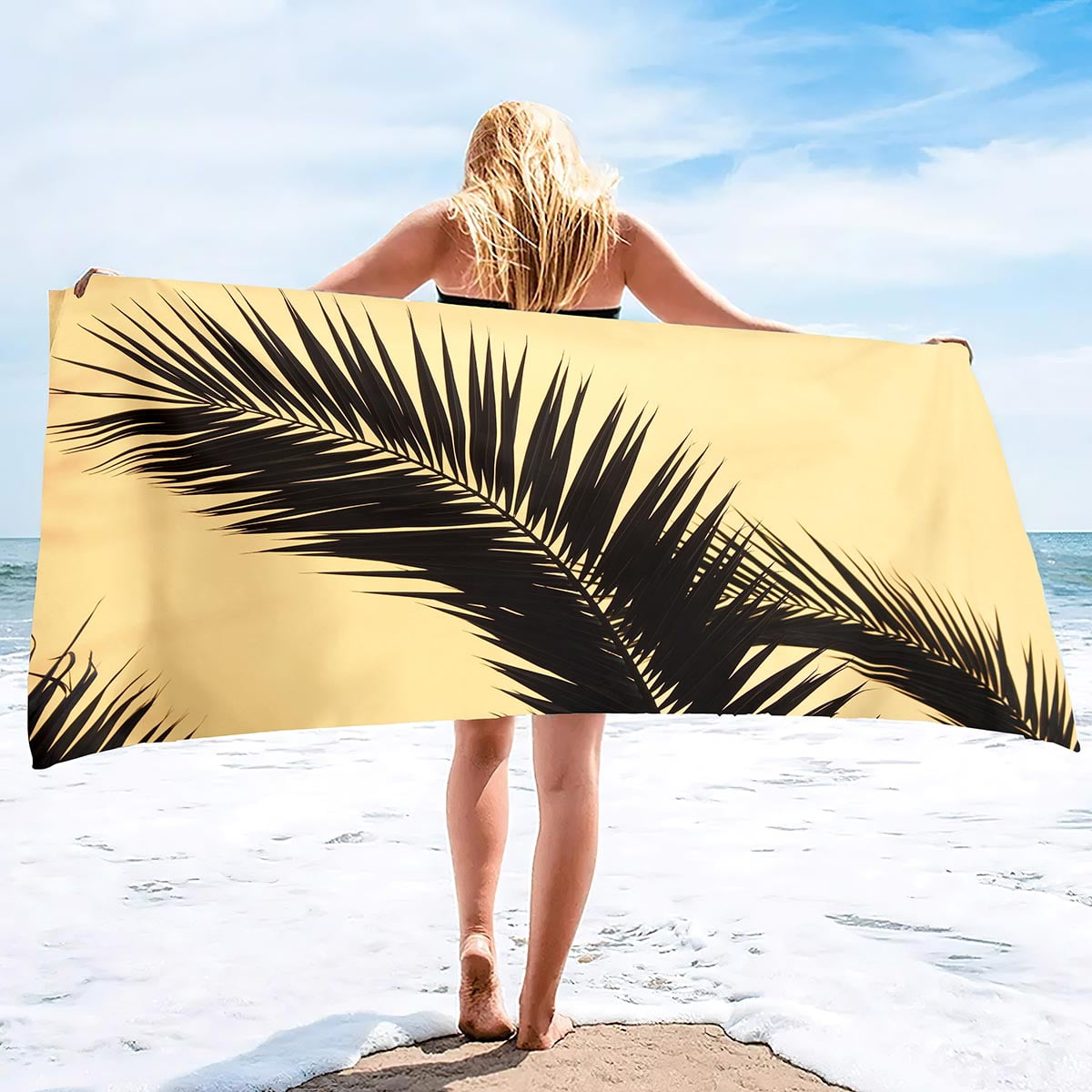 Beach Towel Palm Leaves Pattern Oversized Microfiber Tropical Beach ...