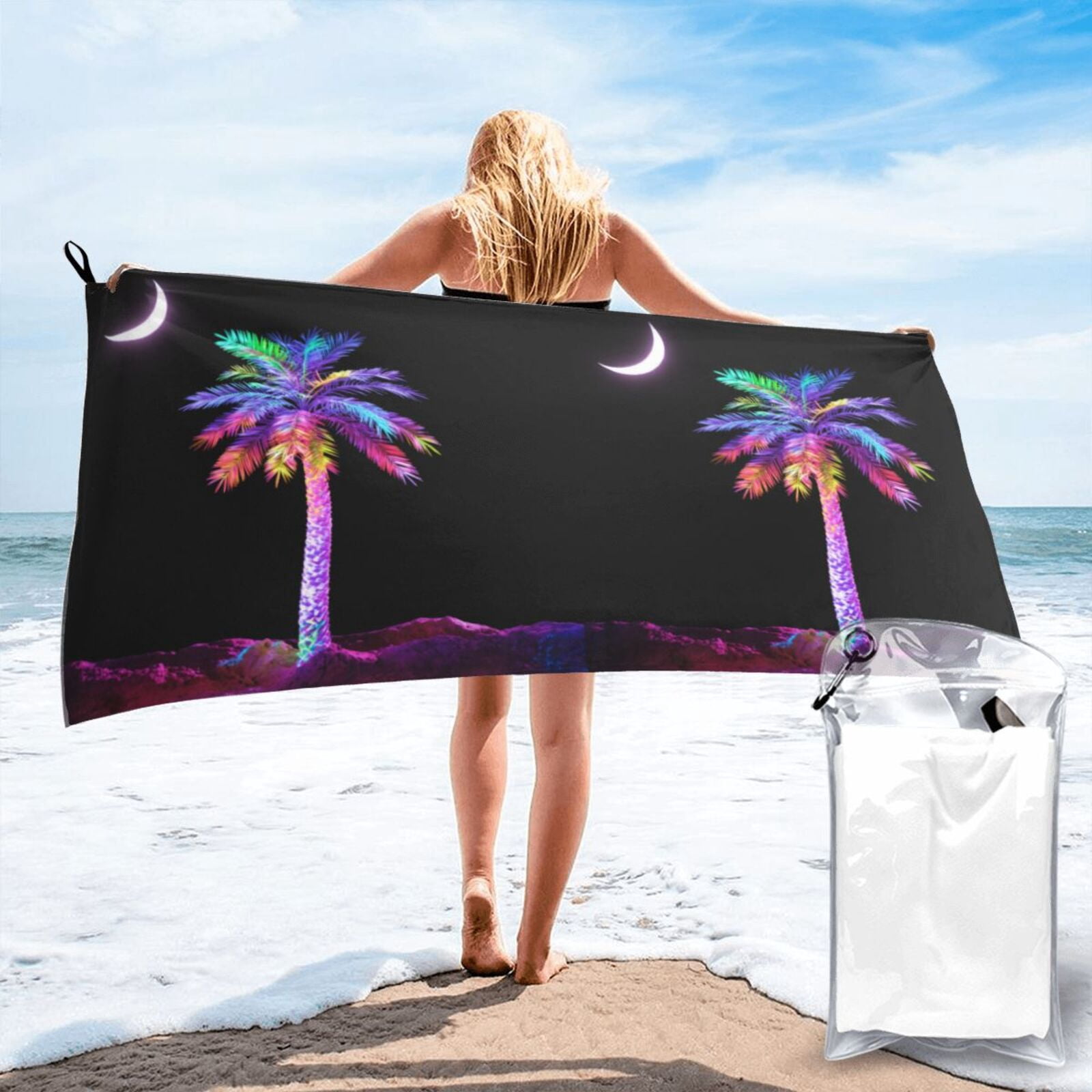 Beach Towel Palmetto Tree Tie Dye Thin Sand Free Towels Travel Swim ...