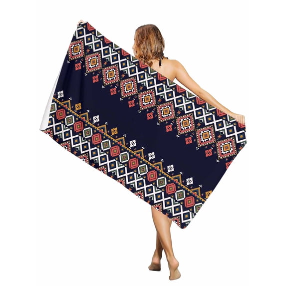 Beach Towel Pink Yellow Aztec Boho Bath Pool Towels Tribal Geometric ...